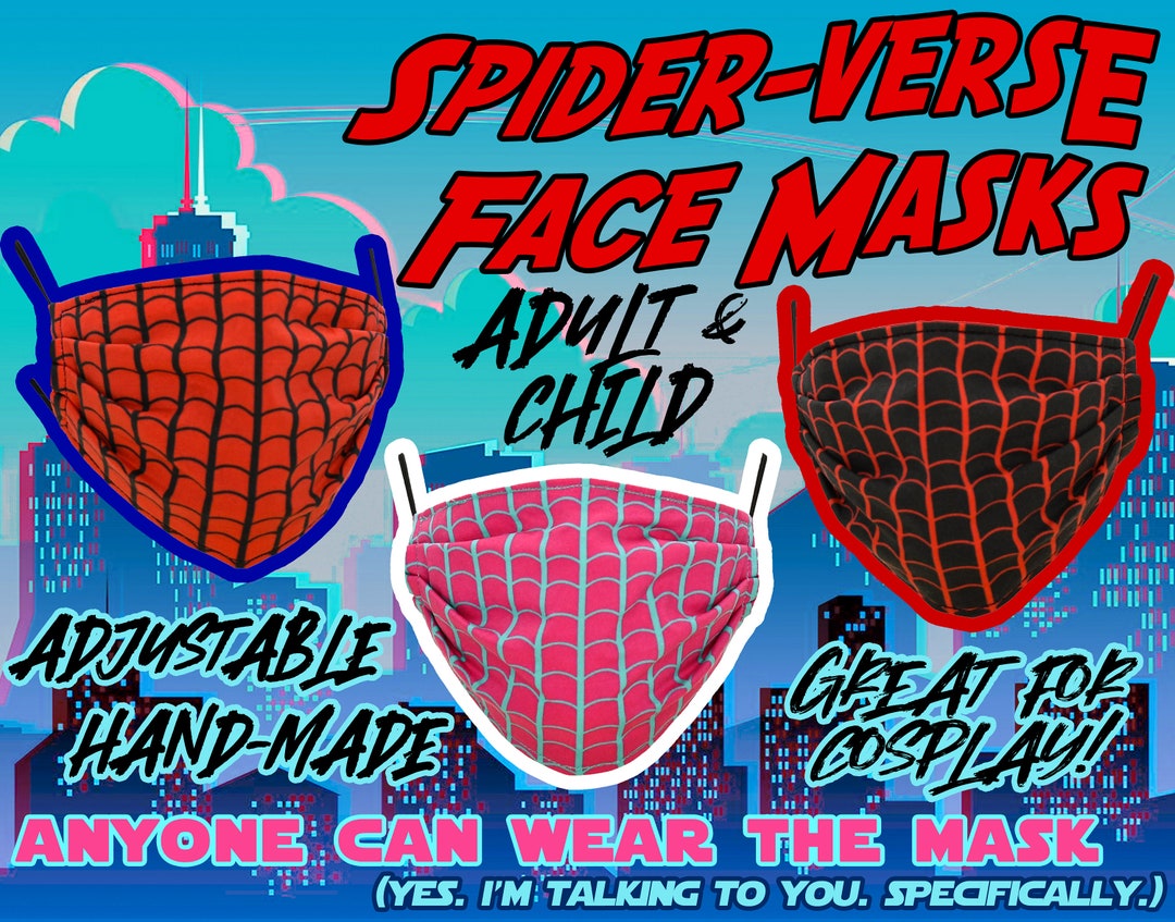 Adult & Child- Spiderverse Face Masks- Reusable, Adjustable, Handmade ...