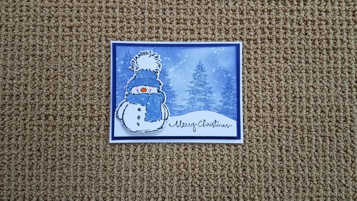 CARD KIT Handmade Merry Christmas Snowman 4 Cards With Envelopes DIY - Etsy