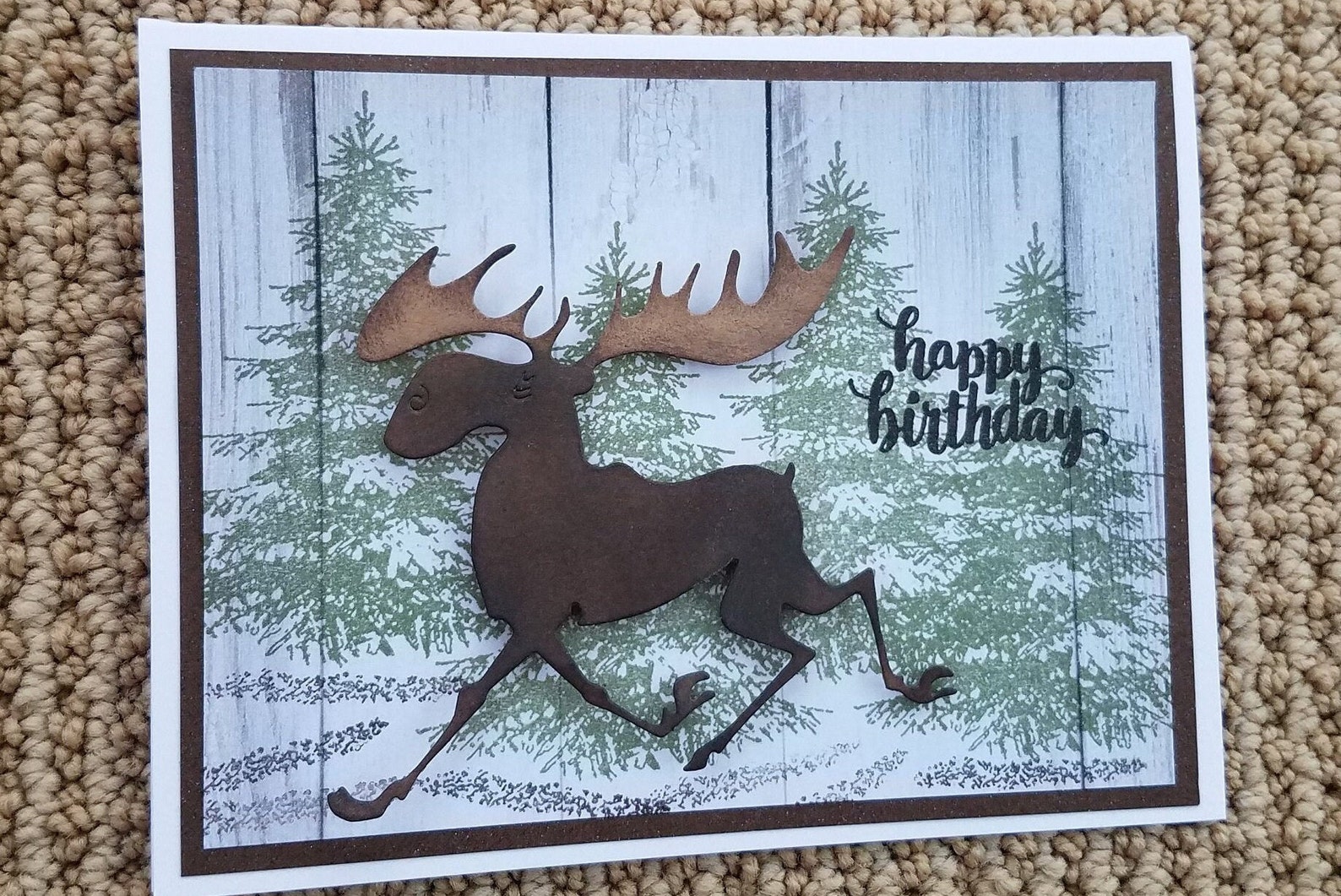 CARD KIT Handmade Happy Birthday Moose 4 Masculine Greeting Cards With ...