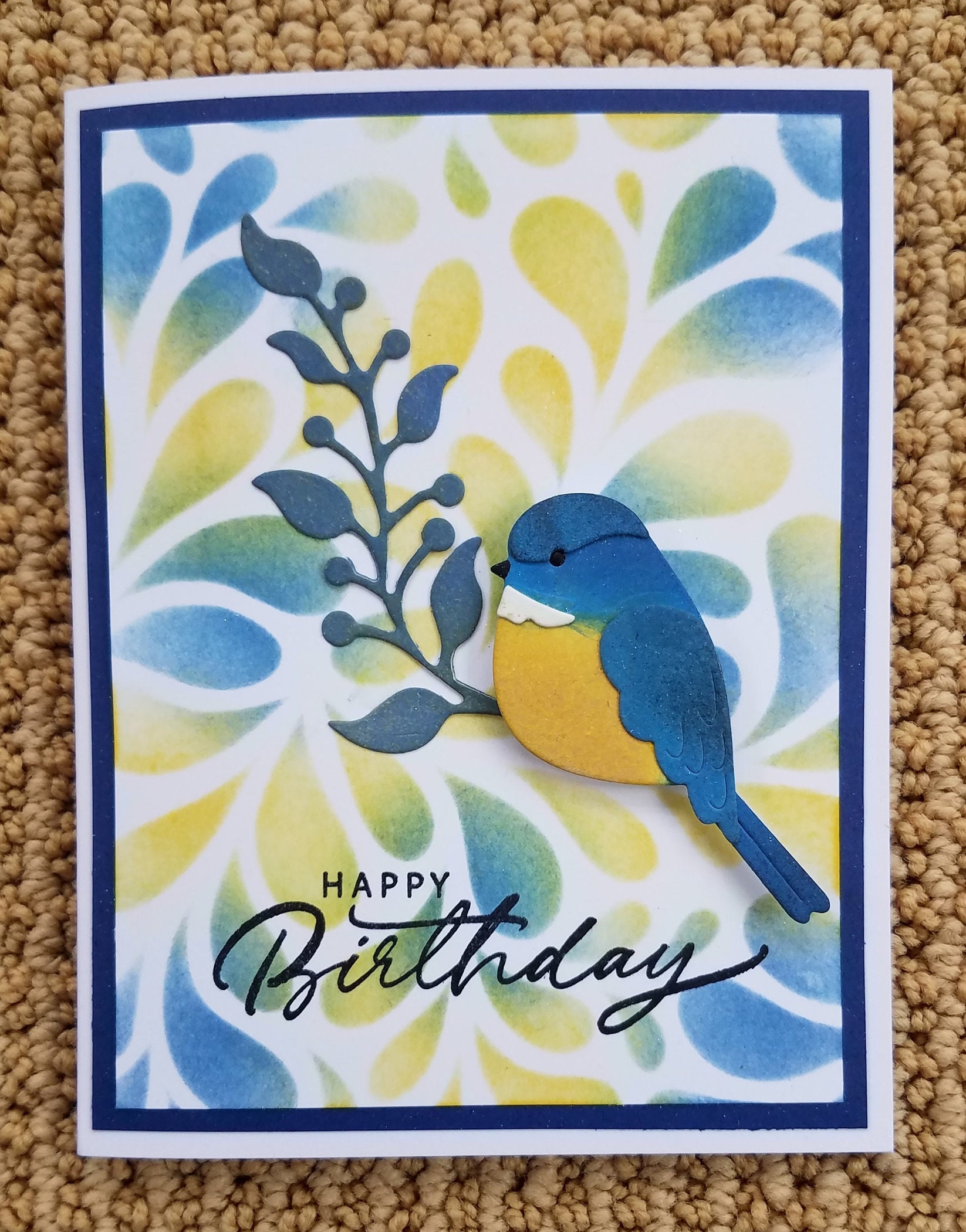 CARD KIT Happy Birthday Blue Bird 4 Cards With Envelopes Handmade DIY ...
