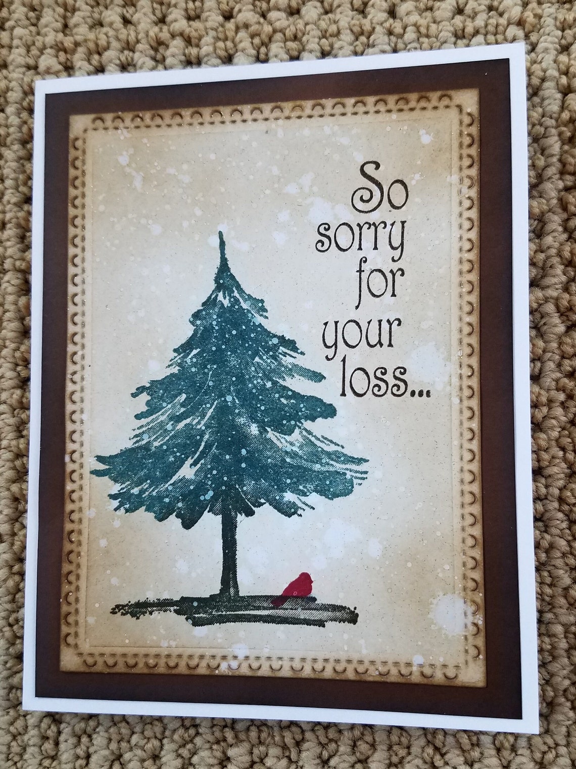 CARD KIT Handmade Sympathy so Sorry for Your Loss Tree and Cardinal 4 ...
