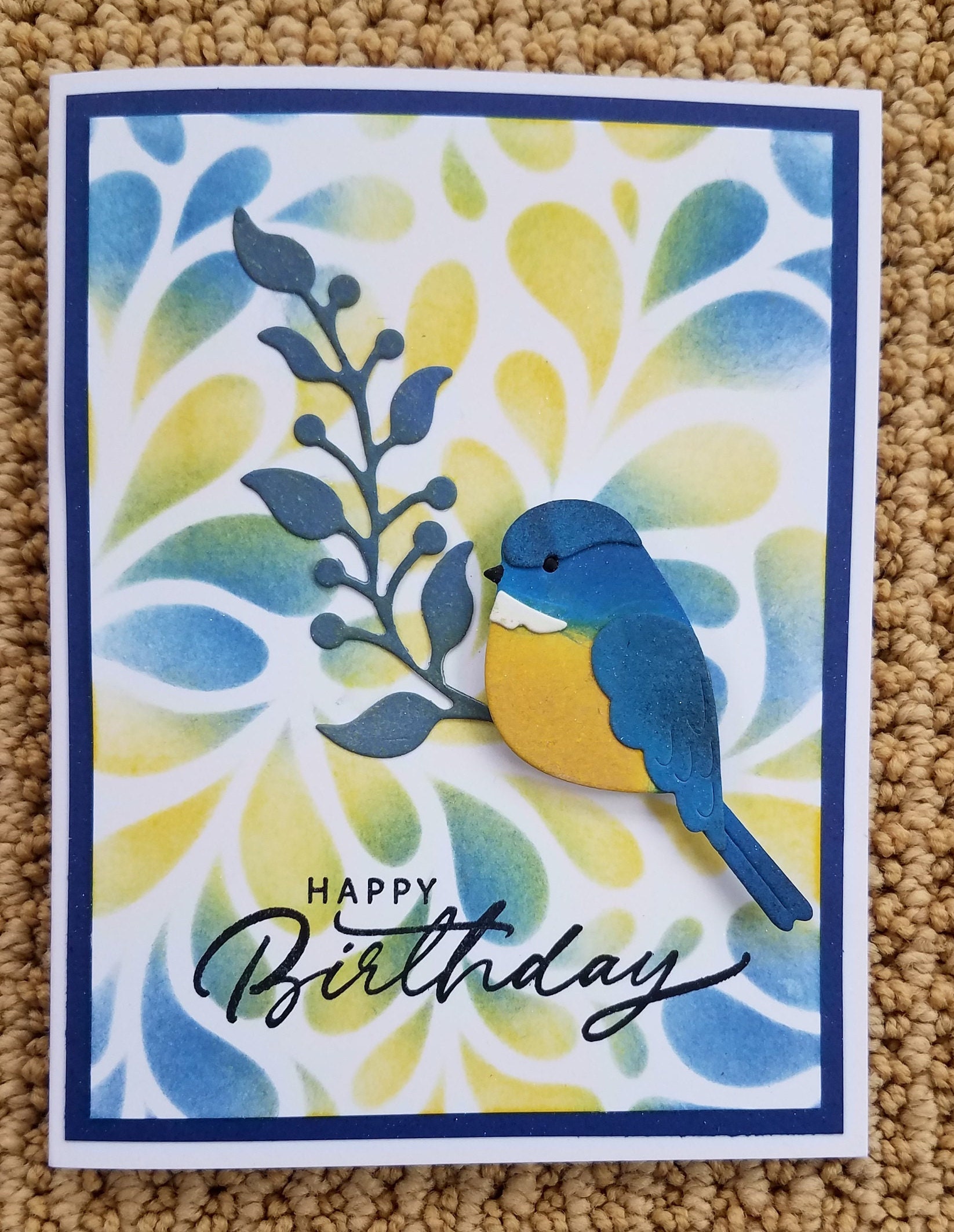 CARD KIT Happy Birthday Blue Bird 4 Cards With Envelopes Handmade DIY ...