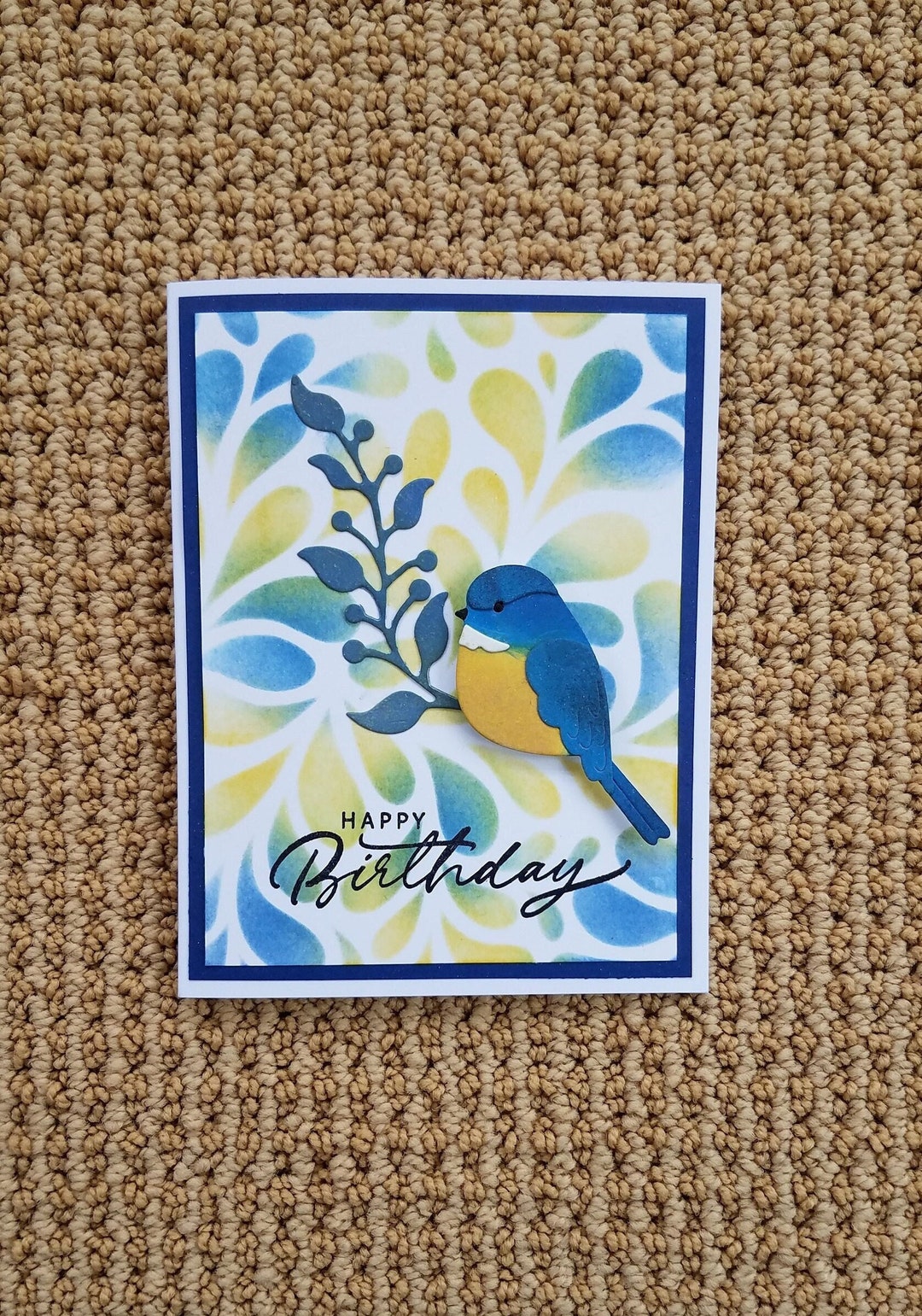 CARD KIT Happy Birthday Blue Bird 4 Cards With Envelopes Handmade DIY ...