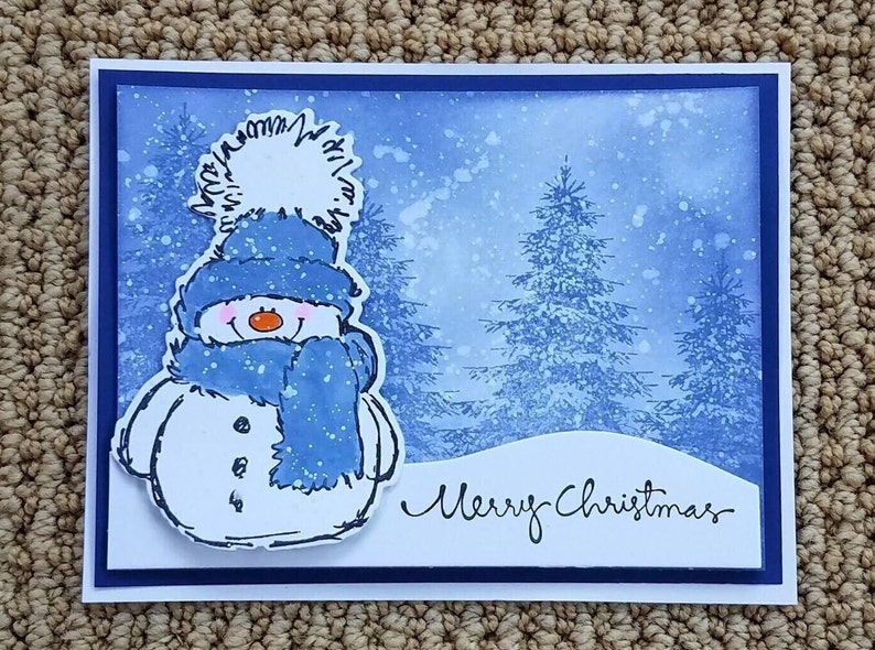 CARD KIT Handmade Merry Christmas Snowman 4 Cards With Envelopes DIY - Etsy