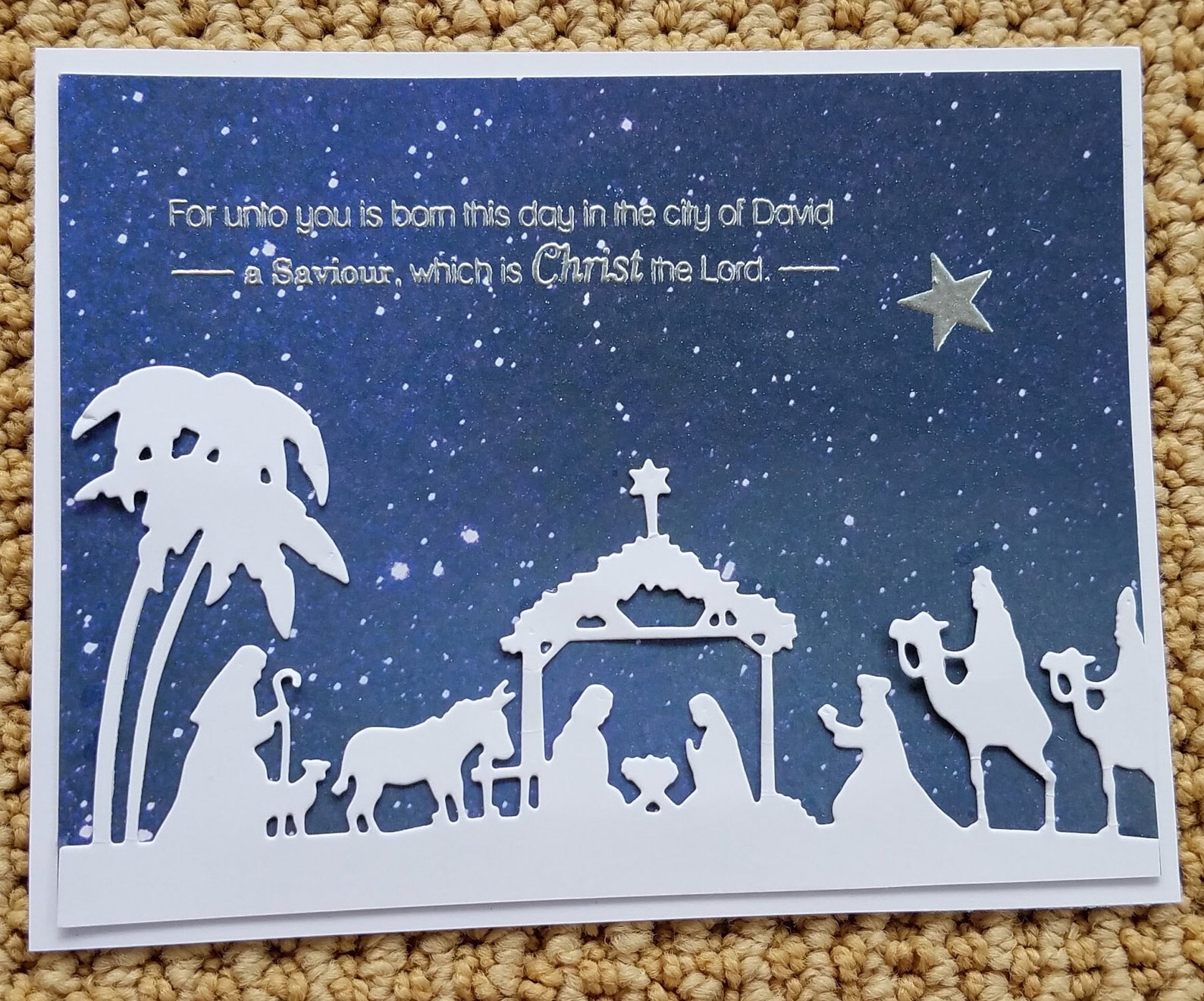 CARD KIT Handmade Merry Christmas Nativity Scene 4 Cards With Envelopes ...