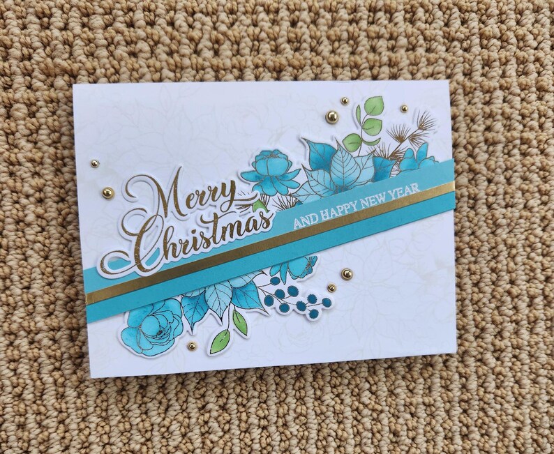 CARD KIT Handmade FINISHED Merry Christmas and Happy New Year 4 Cards ...