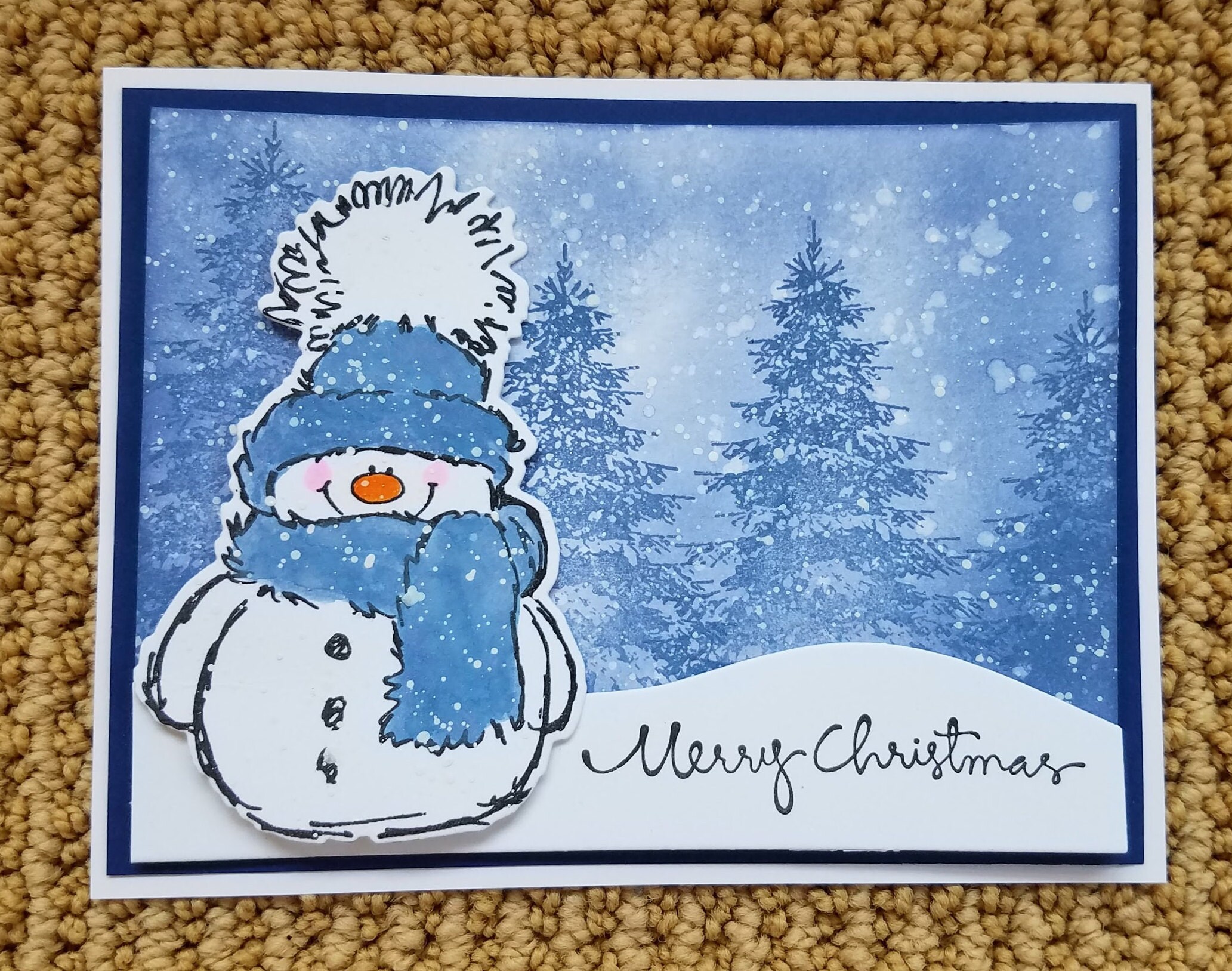CARD KIT Handmade Merry Christmas Snowman 4 Cards With Envelopes DIY - Etsy