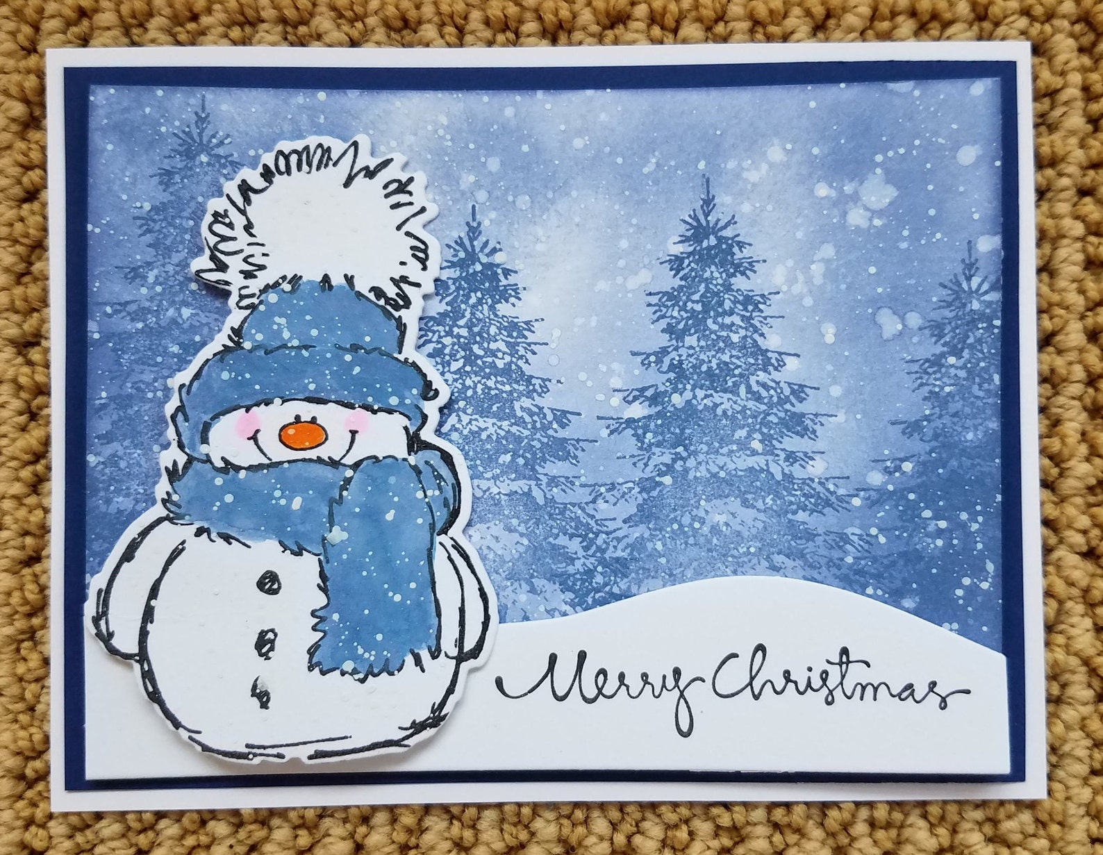 CARD KIT Handmade Merry Christmas Snowman 4 Cards With Envelopes DIY - Etsy