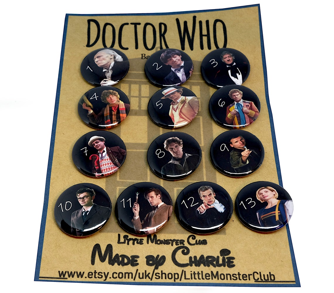 Doctor Who Pin Badge Collection Dr Who Buttons All the | Etsy