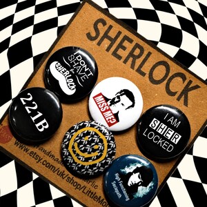 SHERLOCK Pin Badges (25mm) - Benedict Cumberbatch - Moriarty - I Am ...