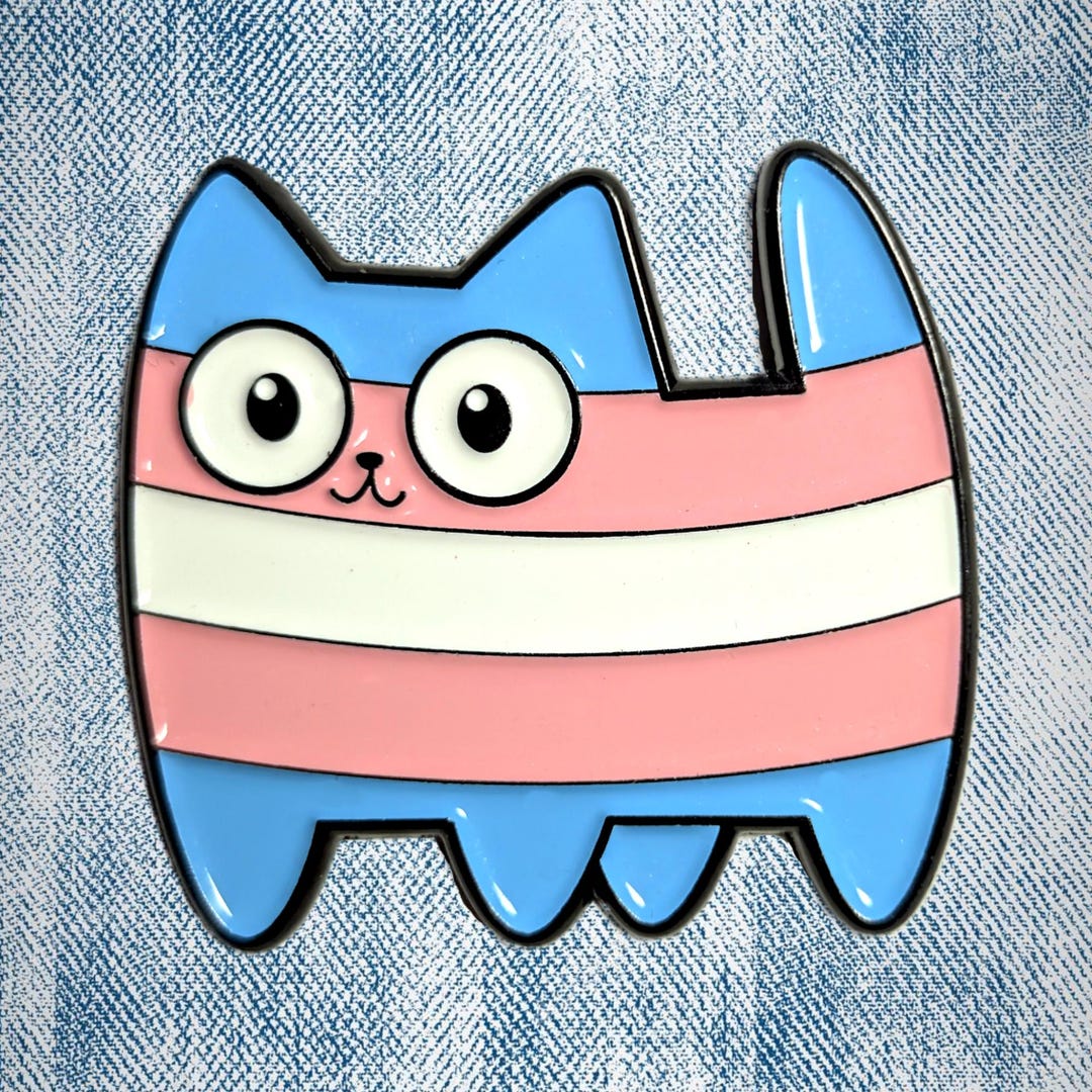 TRANS PRIDE CAT Enamel Pin Badge - Trans Rights Pin - Trans Visibility ...