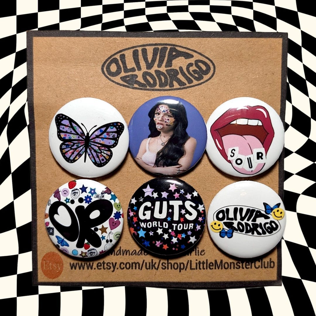 OLIVIA RODRIGO Badge Pack - Olivia Rodrigo Merch - Guts World Tour - Sour Pin - Pin Badge ...