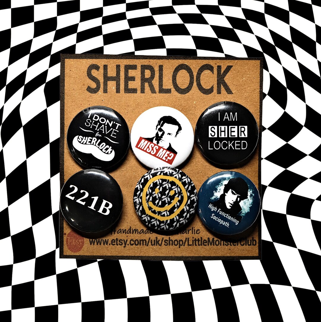 SHERLOCK Pin Badges (25mm) - Benedict Cumberbatch - Moriarty - I Am ...