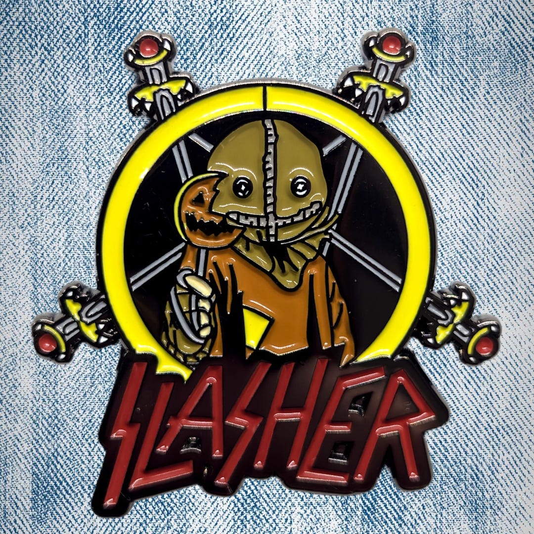 SAM TRICK 'r TREAT Enamel Pin Badge - Slasher Movie Pin - Halloween ...