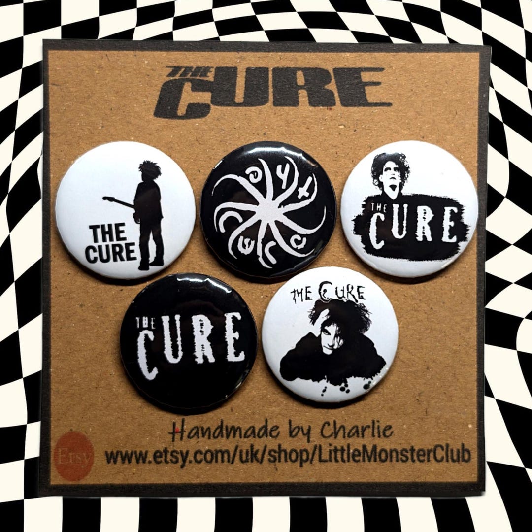 THE CURE Pin Badges (25mm) - Robert Smith Merch - Punk Roock Buttons ...