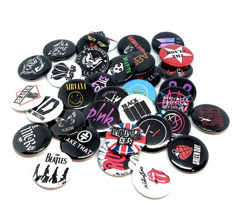 BAND LOGO Pins Rock Punk Metal Pop Music Pins Any Band - Etsy