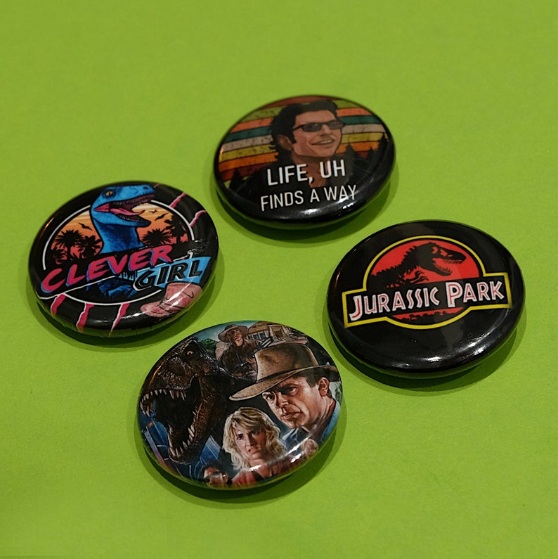 Jurassic Park Badge Pack Life Finds A Way Dinosaur Badge - Etsy Uk