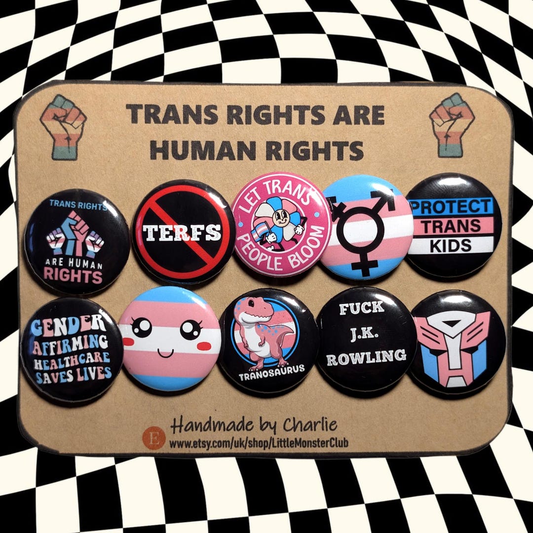 TRANS RIGHTS Badge Pack - Trans Pride Pin - 25mm Badges - Protect Trans ...