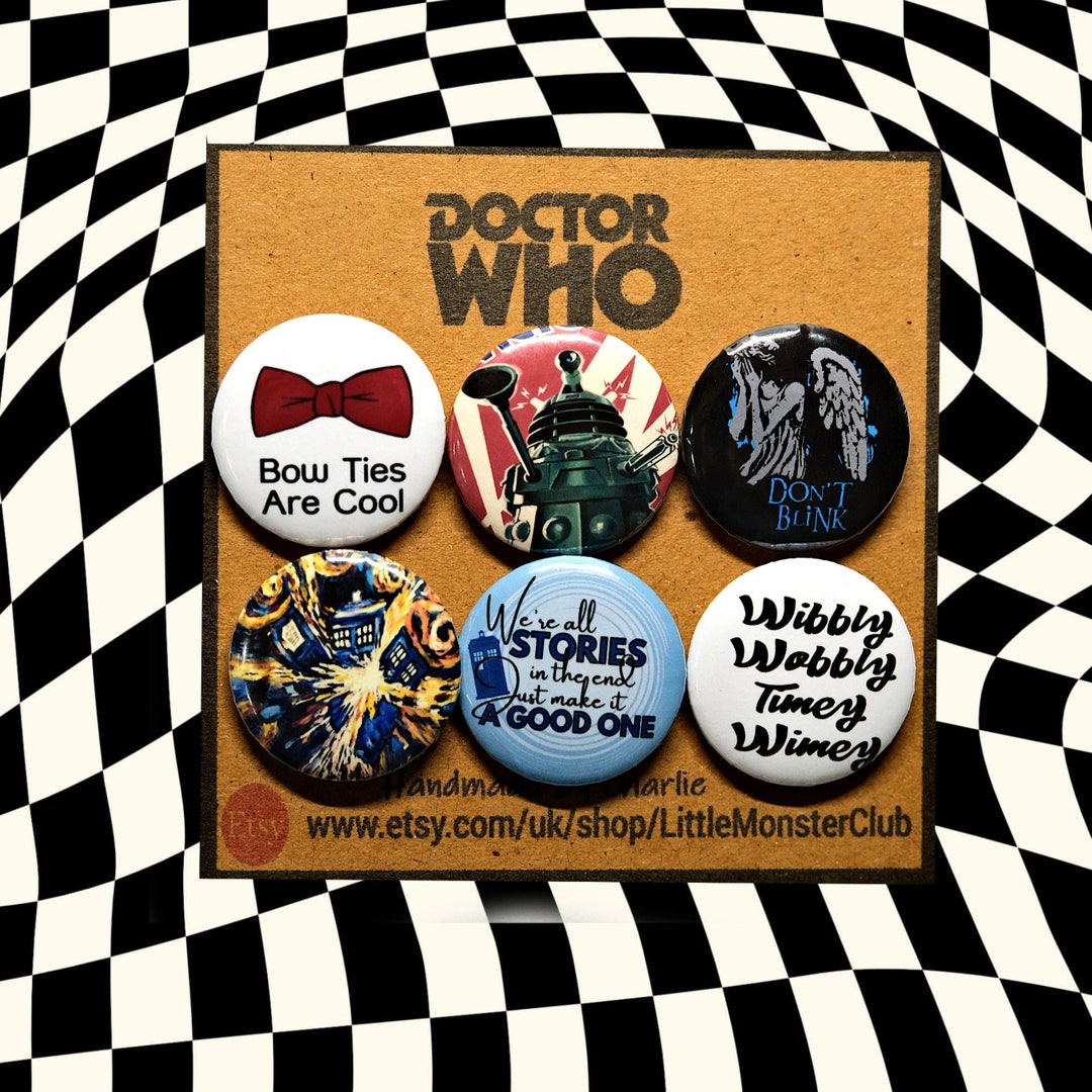 DOCTOR WHO Badge Pack - Doctor Who Badges Buttons - Whovian Gifts - Bow ...