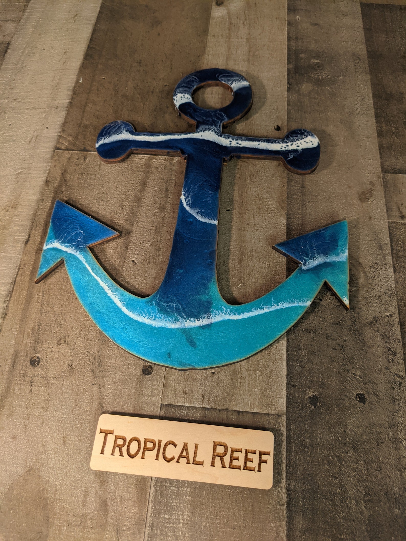 Boat Anchor Ocean Resin Art, Beach Decor, Wall Hanging, Fathers Day ...