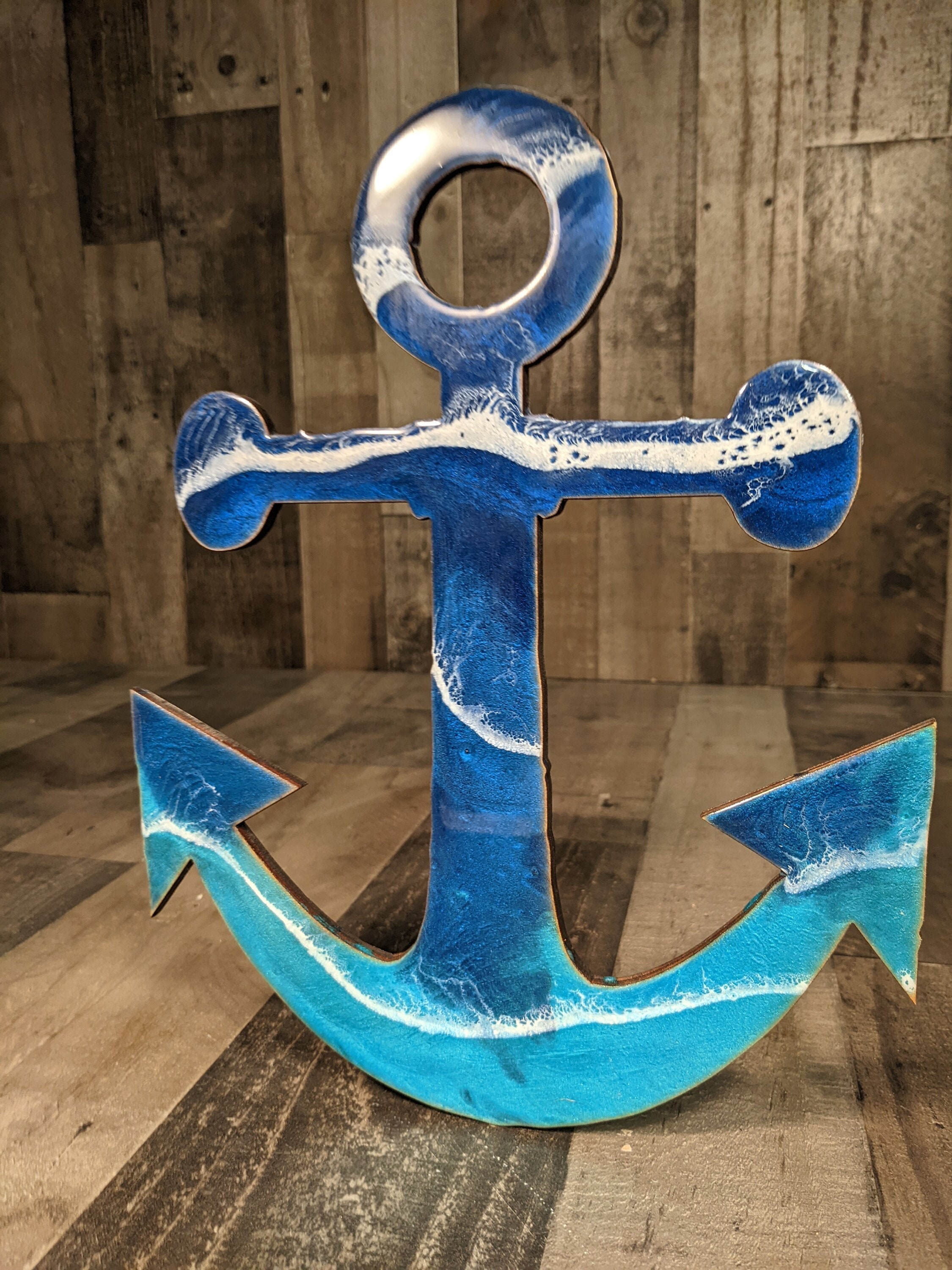 Boat Anchor Ocean Resin Art, Beach Decor, Wall Hanging, Fathers Day ...