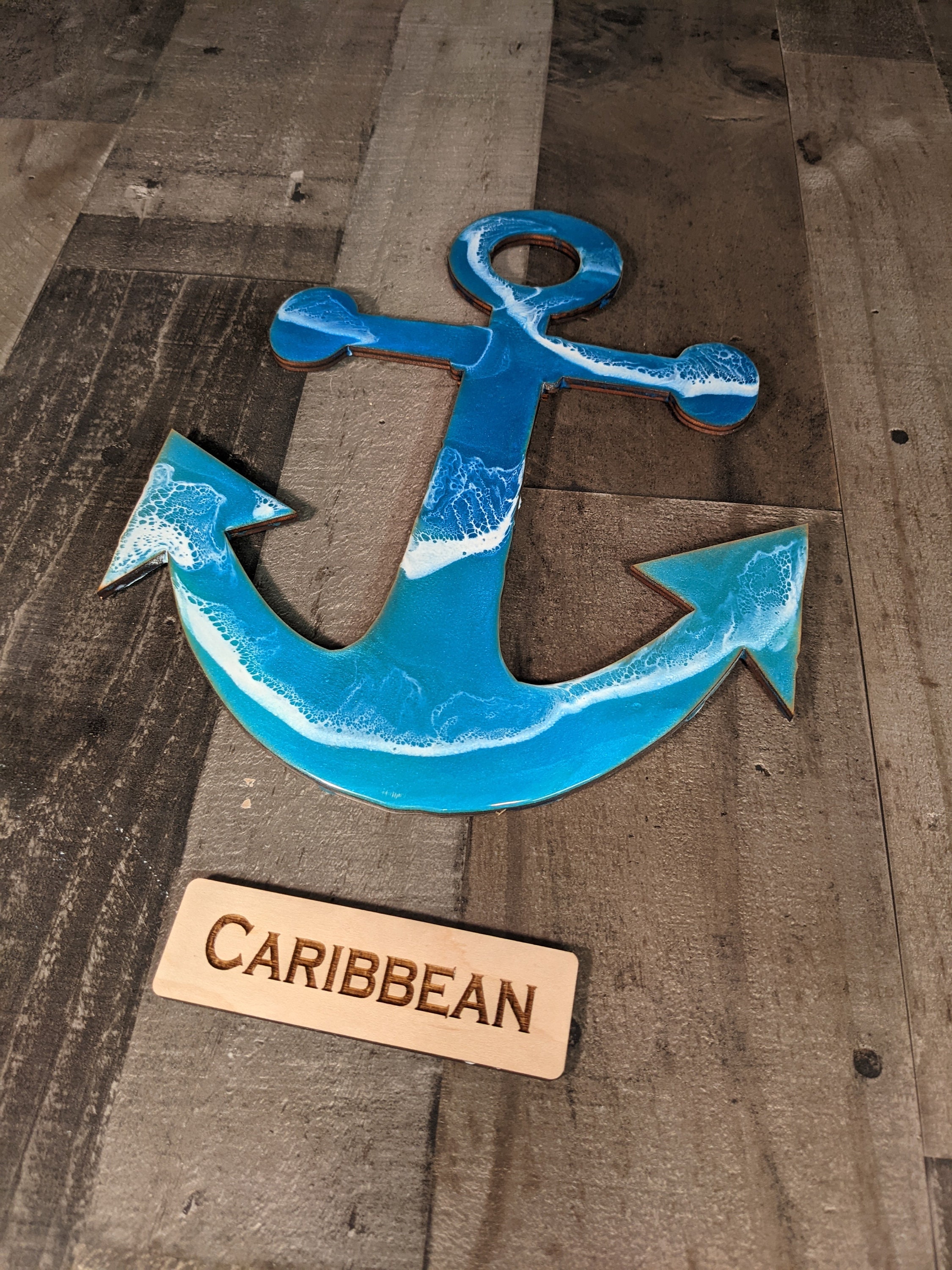 Boat Anchor Ocean Resin Art, Beach Decor, Wall Hanging, Fathers Day ...