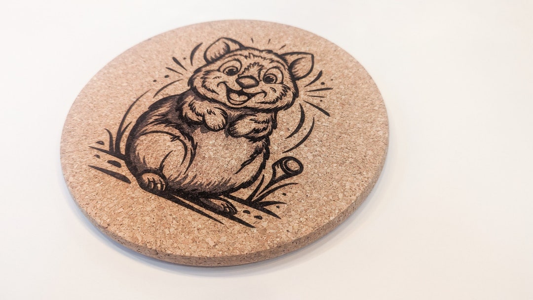 Quokka Quest: Engraved Quokka Cork Coaster Set Adorable Australian ...