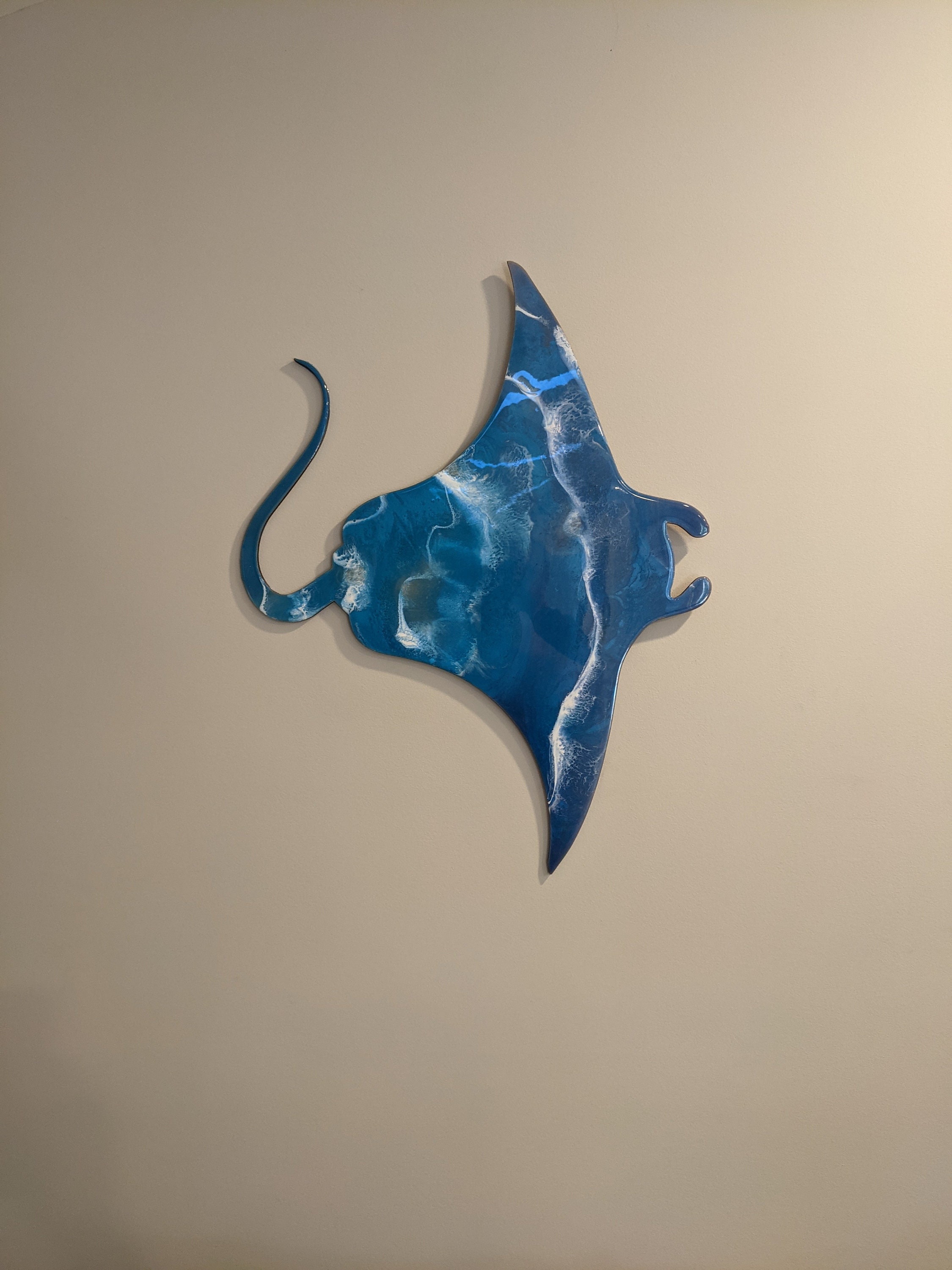 Manta Ray Ocean Resin Art Large Wall Art Hanging Beach Decor | Etsy
