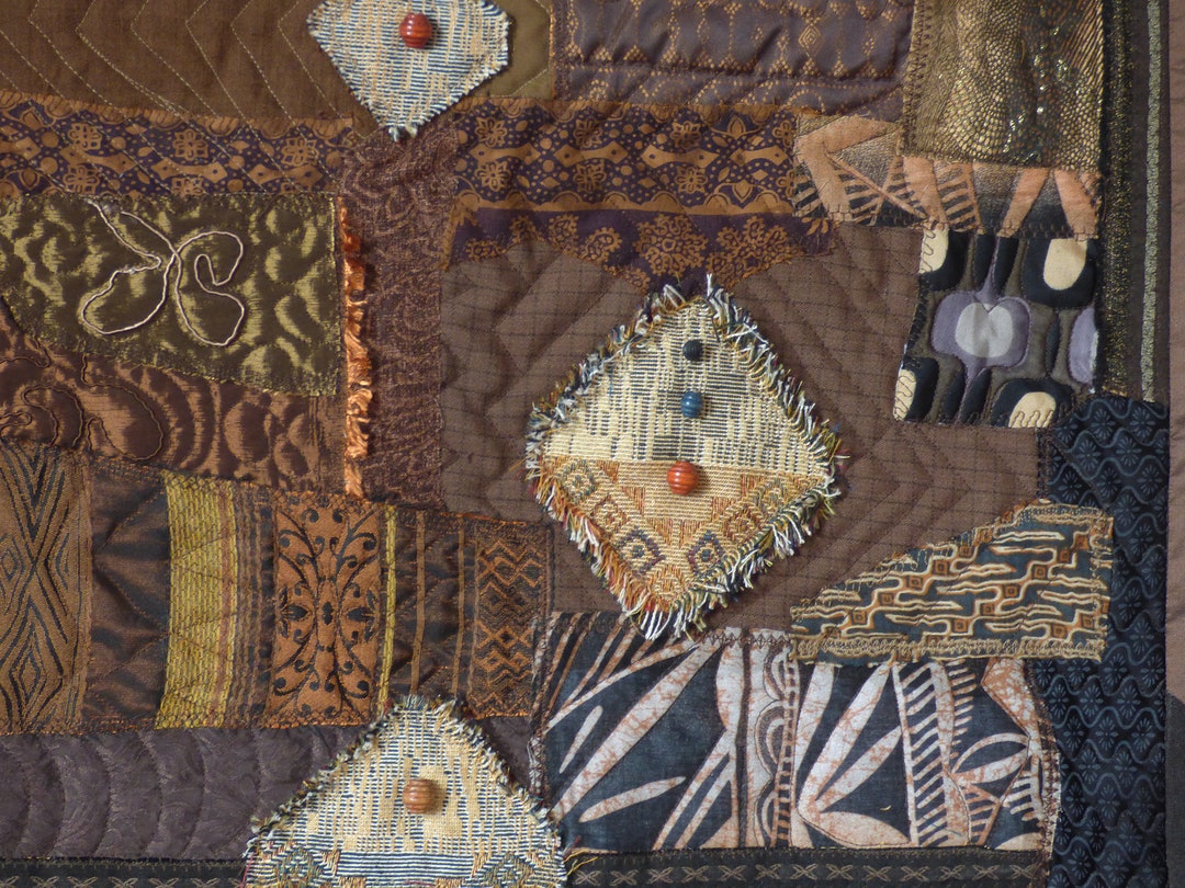 Africa Large Abstract Art Quilt, Freeform Patchwork Quilted Wall ...