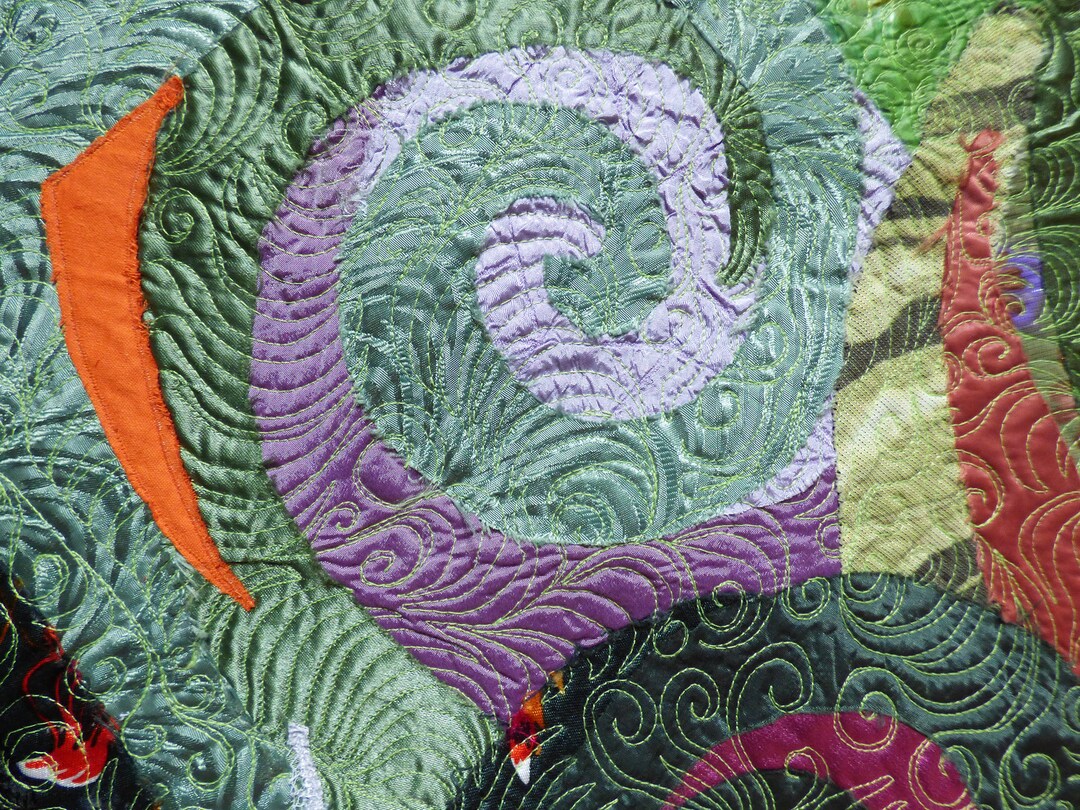 Bright Abstract Large Art Quilt, Spring Grass Quilted Wall Hanging ...
