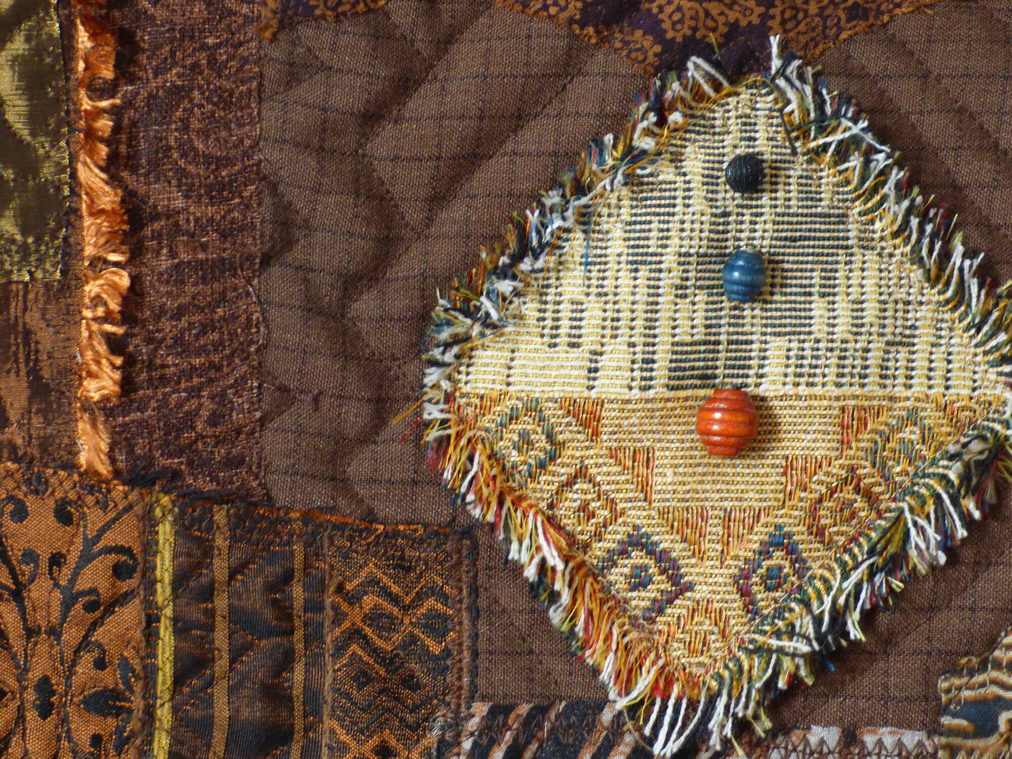 Africa Large Abstract Art Quilt, Freeform Patchwork Quilted Wall ...