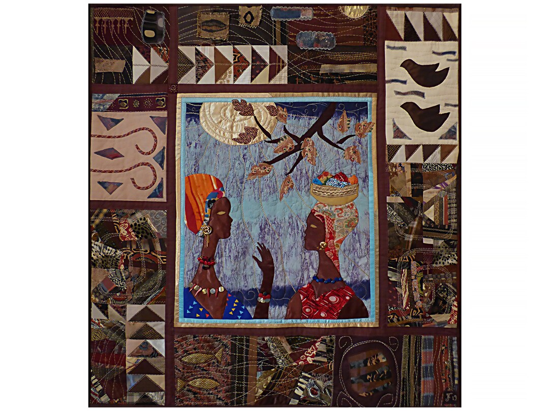 Africa Large Blue Brown Art Quilt Ukrainian Artist Nice - Etsy