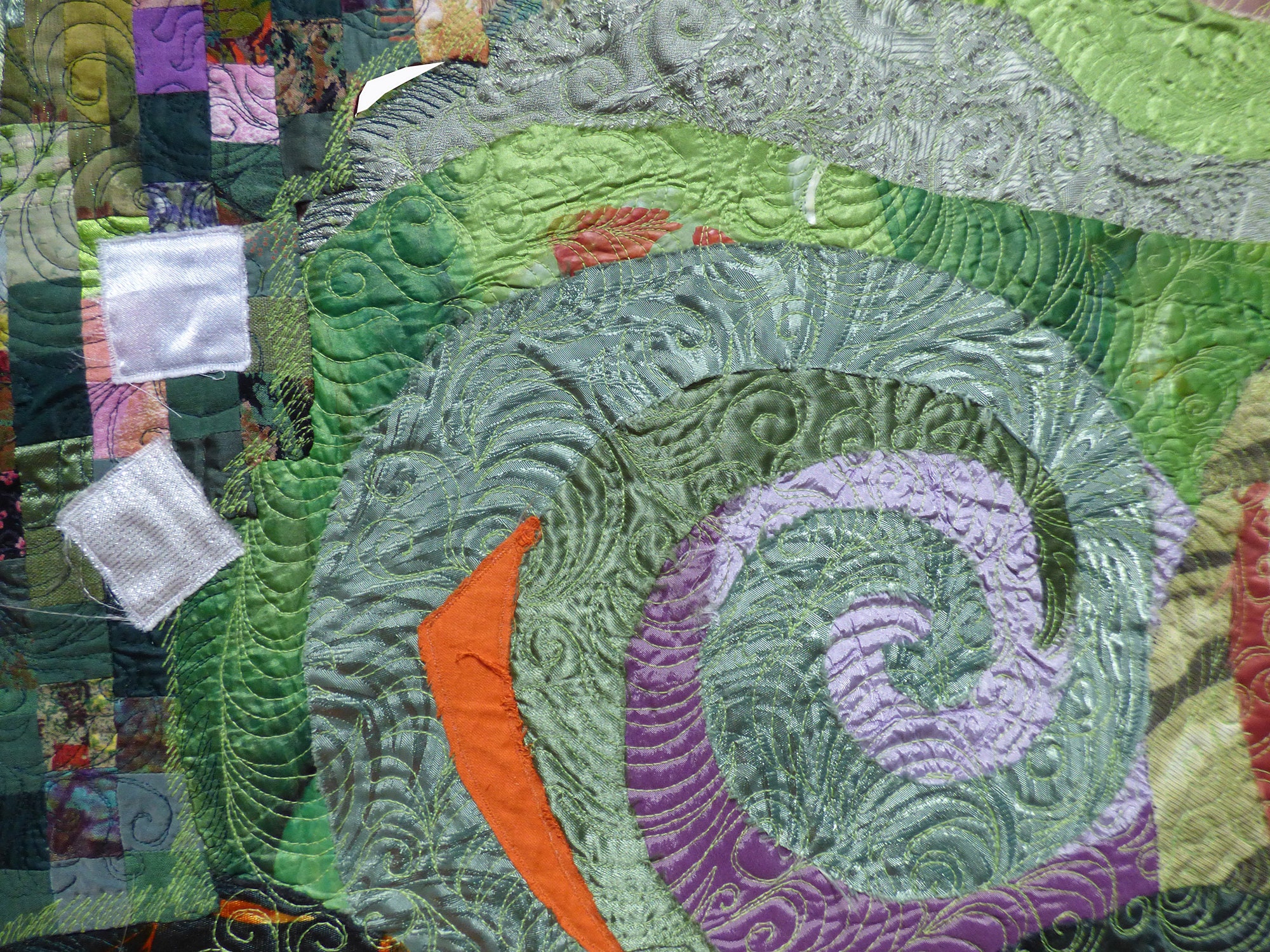 Bright Abstract Large Art Quilt, Spring Grass Quilted Wall Hanging ...
