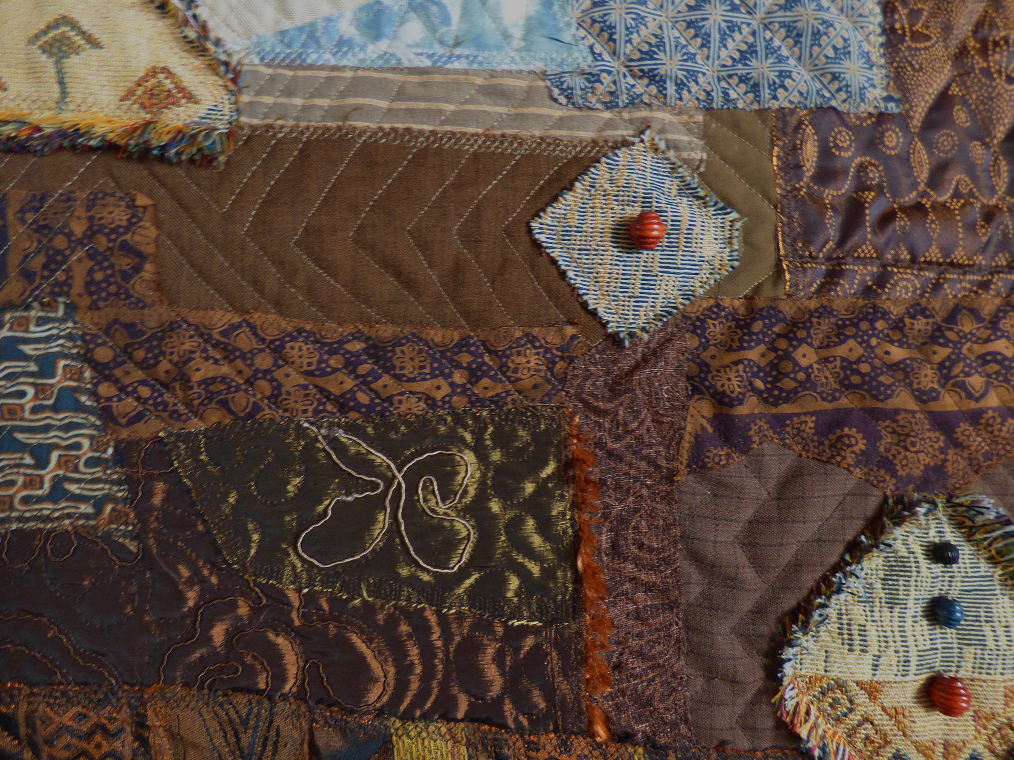 Africa Large Abstract Art Quilt, Freeform Patchwork Quilted Wall ...