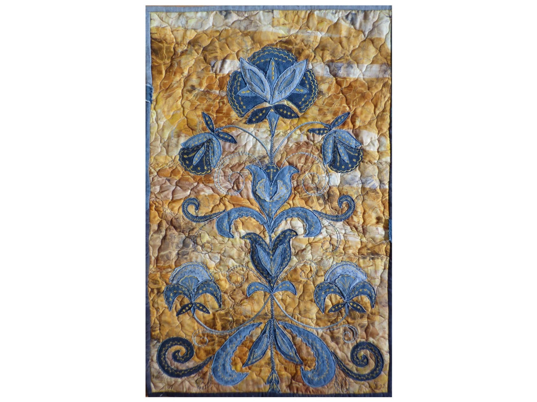 Denim Flower Art Quilt, Ukrainian Wall Hanging (19.5x31) - Etsy
