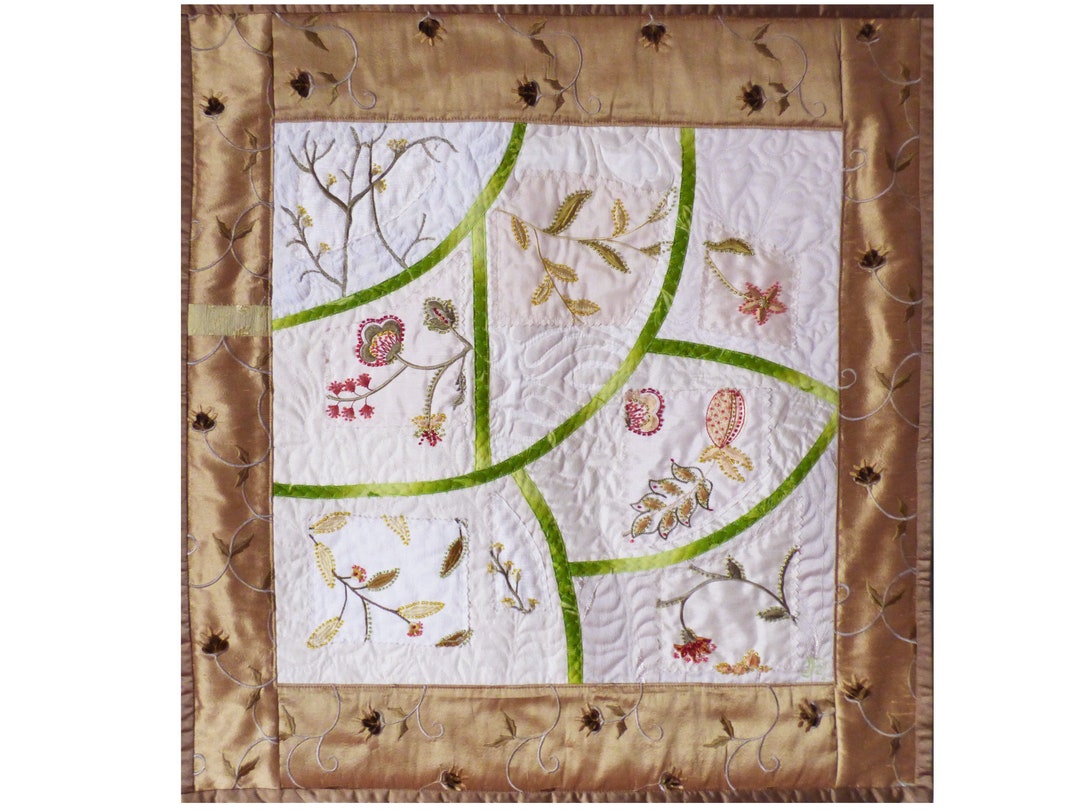 Middle Size Spring Flower Quilted Wall Hanging, Abstract Art Quilt ...