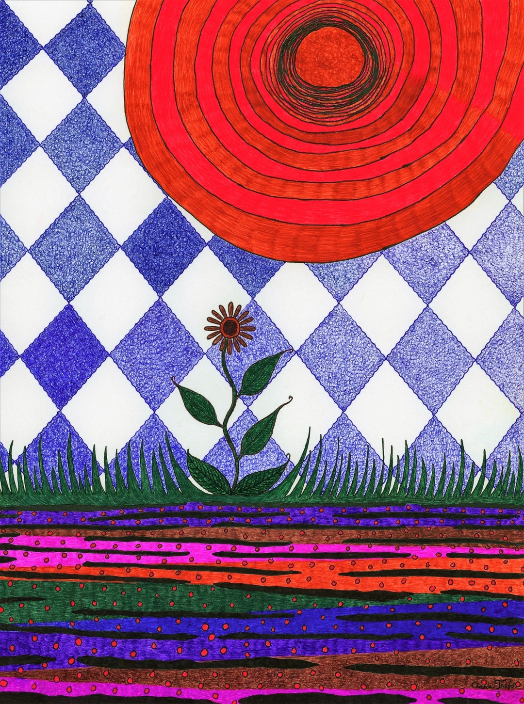 Art Print of an Original Drawing - "red Sun" - Etsy Australia