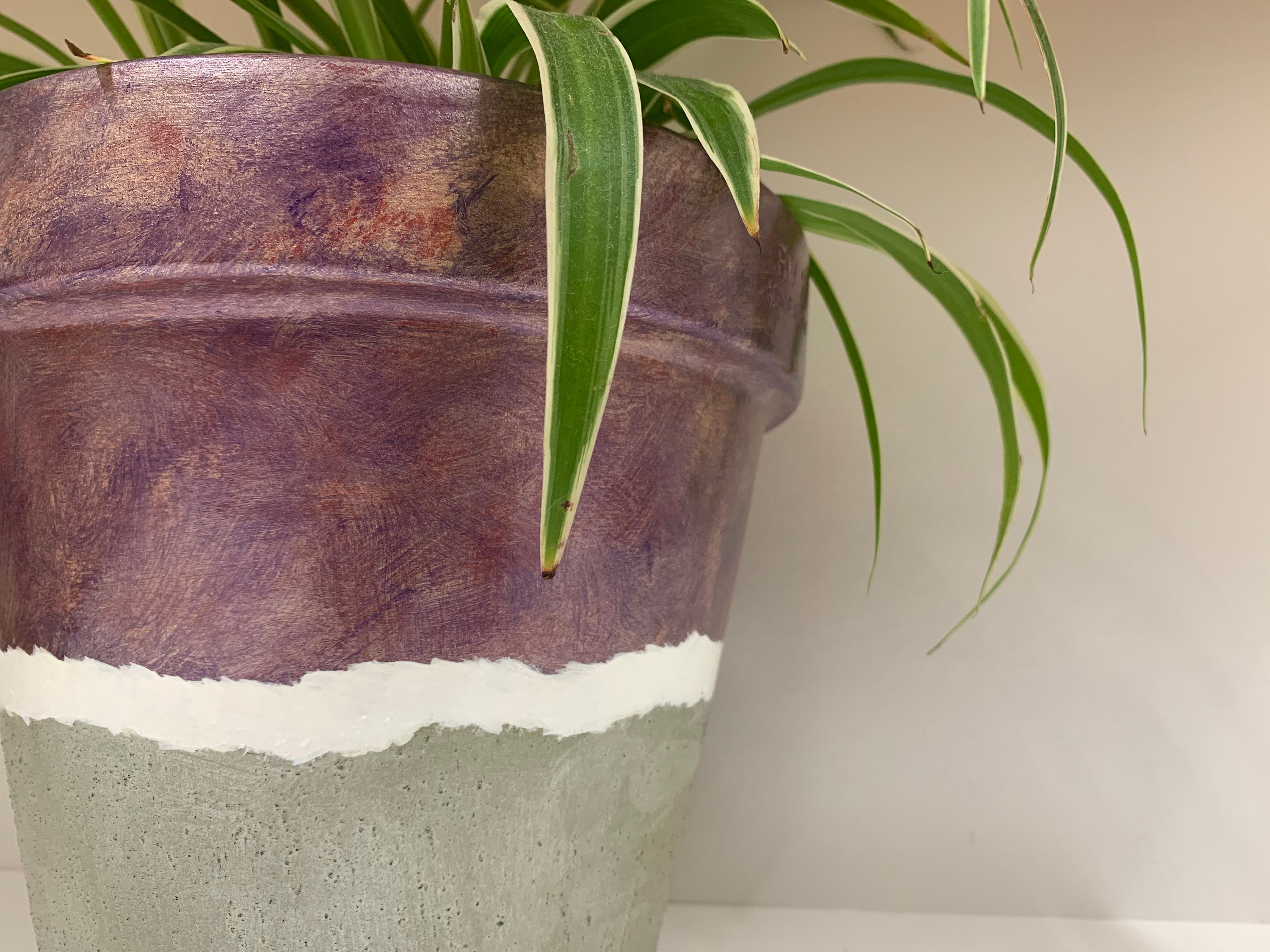 Purplish Shine and Silver Pearl Large Pot, Hand Painted Pot - Etsy
