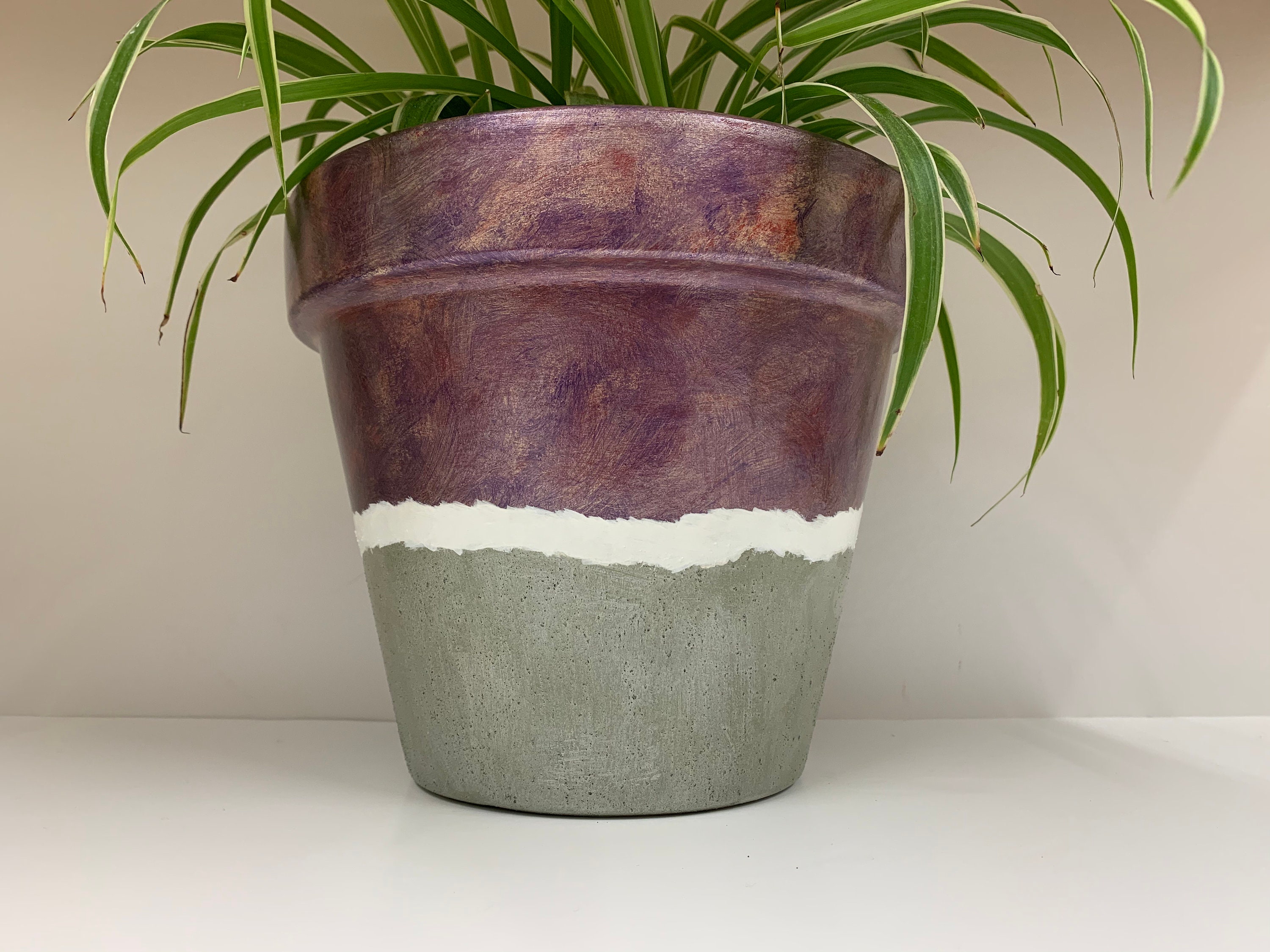 Purplish Shine and Silver Pearl Large Pot, Hand Painted Pot - Etsy