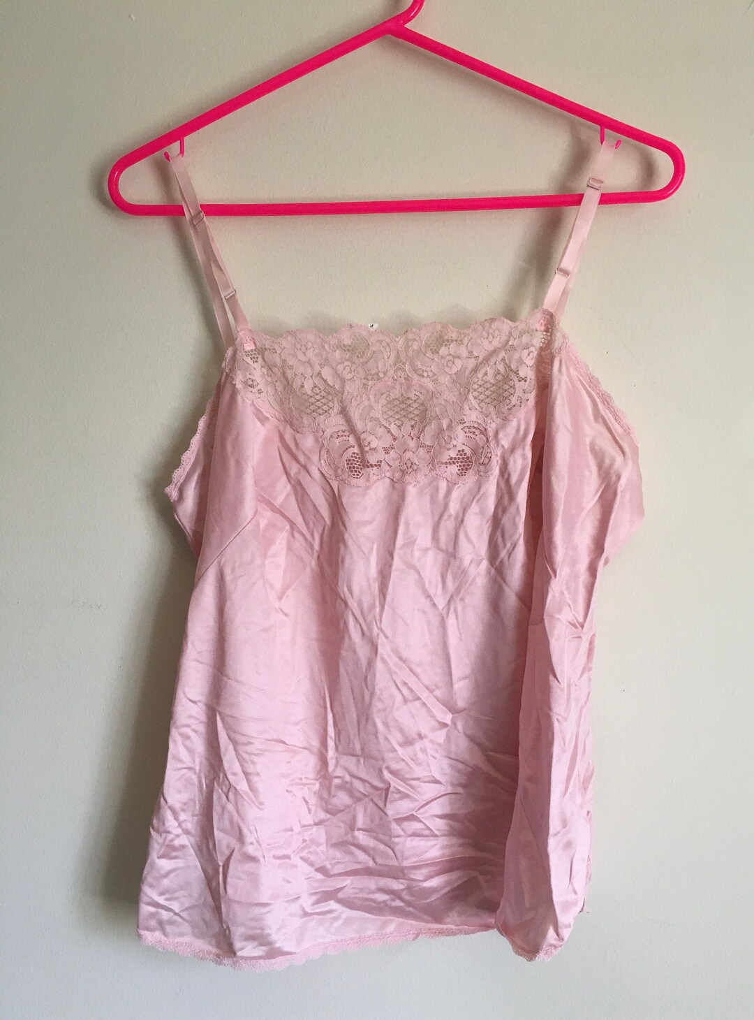 Vtg 80's/90's Van Raolte Baby Pink Lace Trim Cami/camisole Tank Top ...