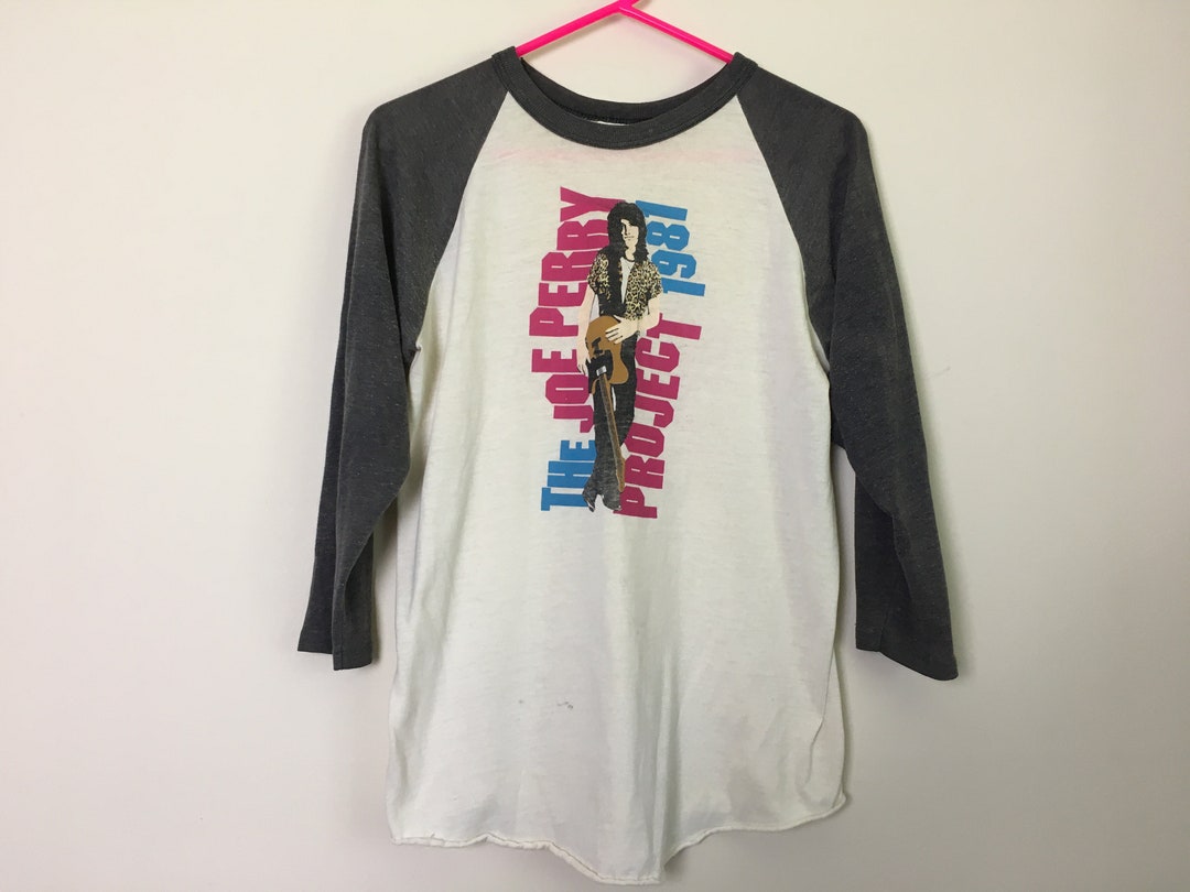 Vtg 80's Joe Perry Project 3/4 Baseball Graphic Tee Concert T-shirt ...