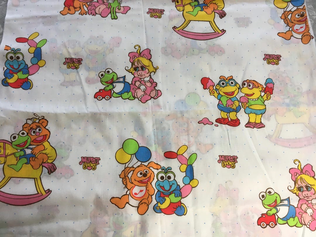 Vtg 1986 Muppet Babies Crafting Fabric 45x56 Unfinished Spring ...