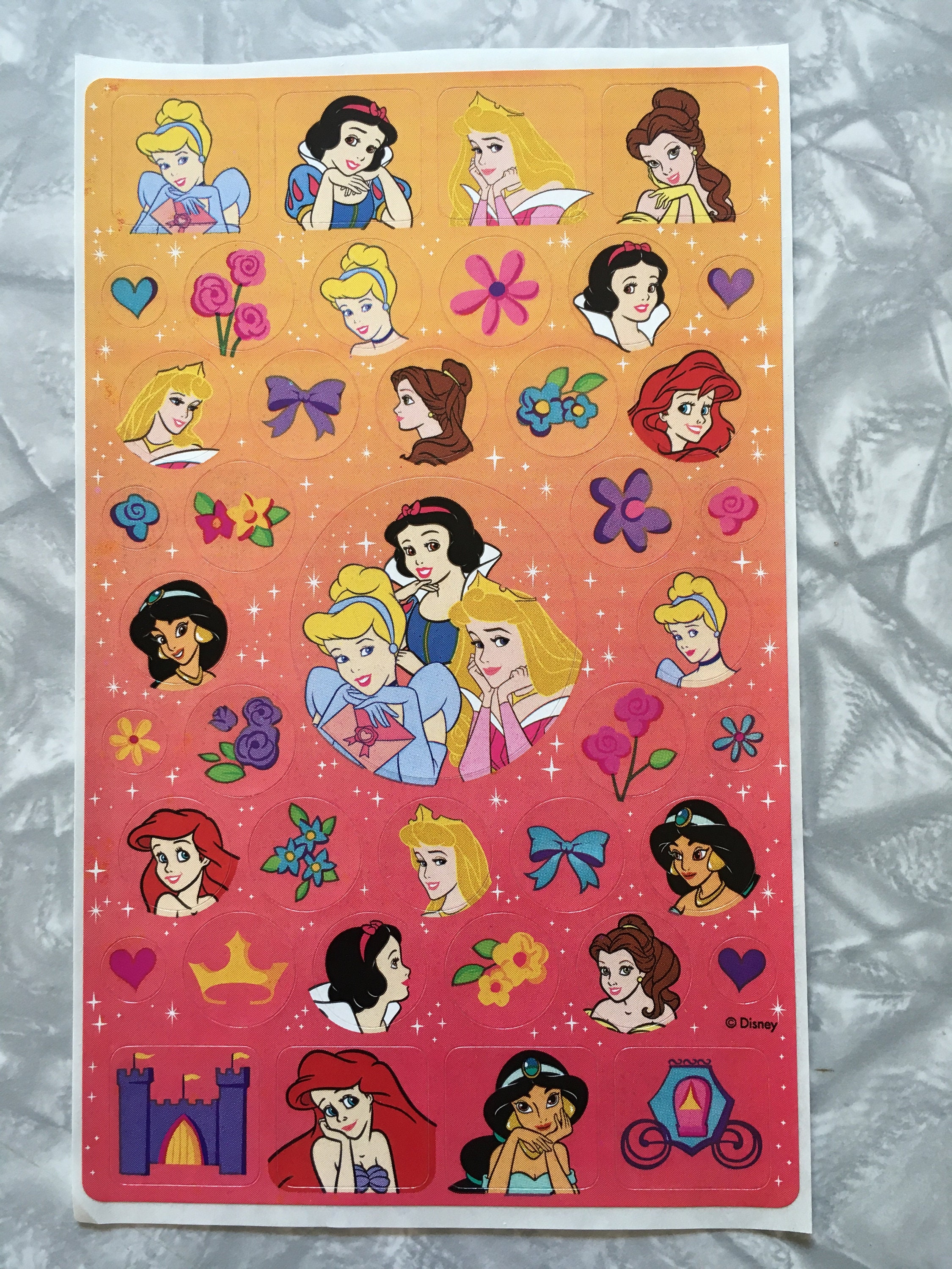 Vtg 90's Sandylion Disney Princess Sticker Sheets | Etsy