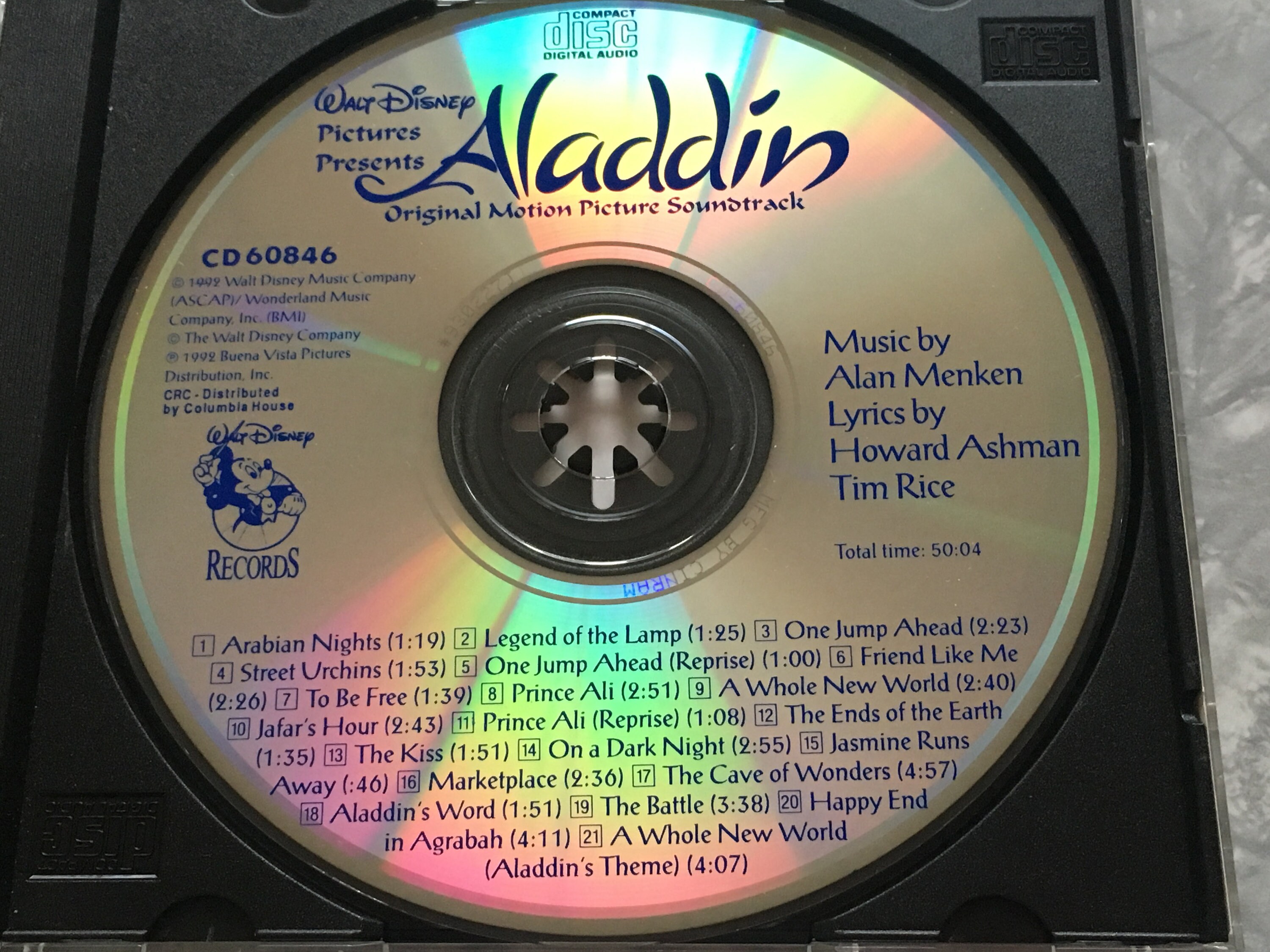 1992 Aladdin Original Motion Picture Soundtrack CD Walt | Etsy