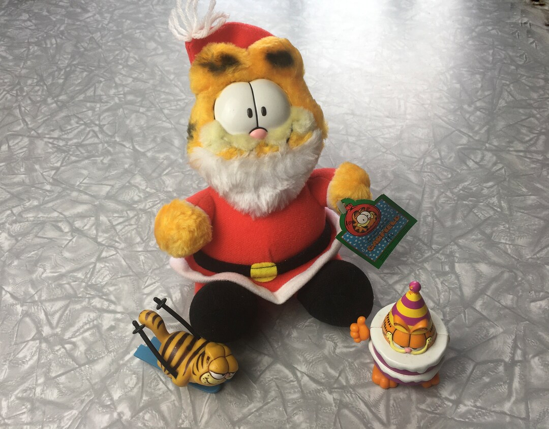 1990 Garfield Santa Claus Christmas Plush Mcdonald's Happy - Etsy