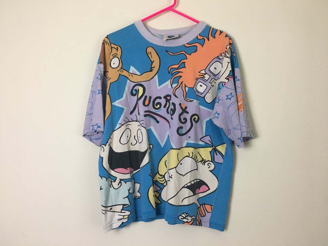 Vtg 90's Universal Studios Rugrats Allover Print Graphic Tee T-shirt ...
