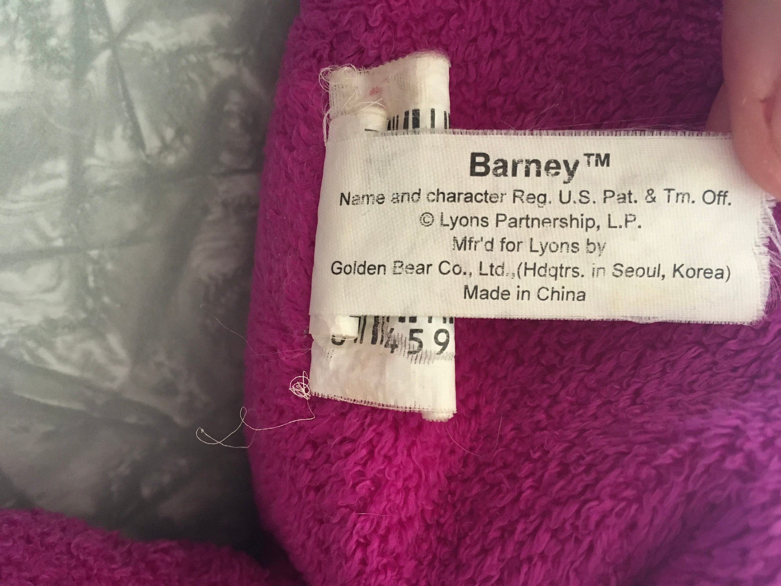 1992 Barney the Purple Dinosaur Terry Heart Tummy Plush - Etsy