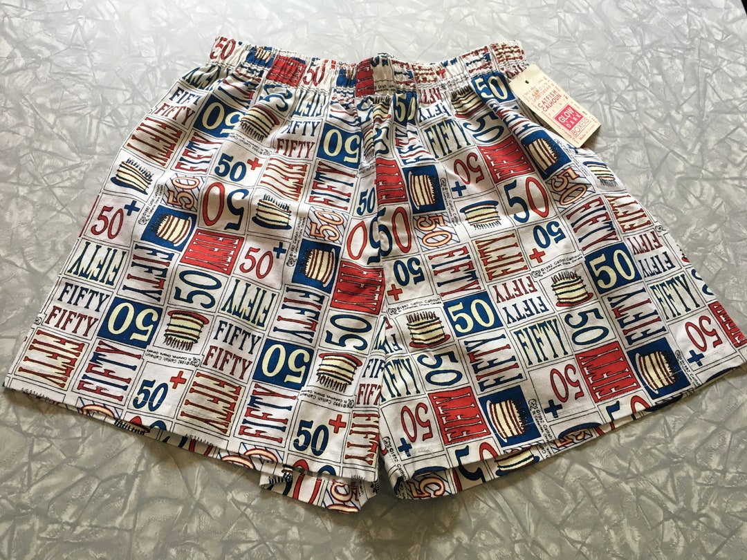 NWT 1992 Catfish Calhoun Sportswear 50th Birthday Print Boxer Short ...