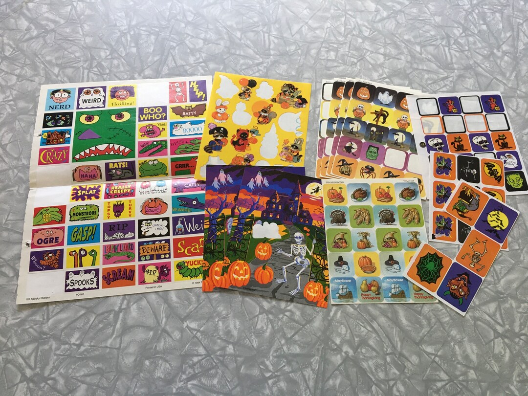 Lot of 1990's Halloween Stickers Sheets Vintage - Etsy