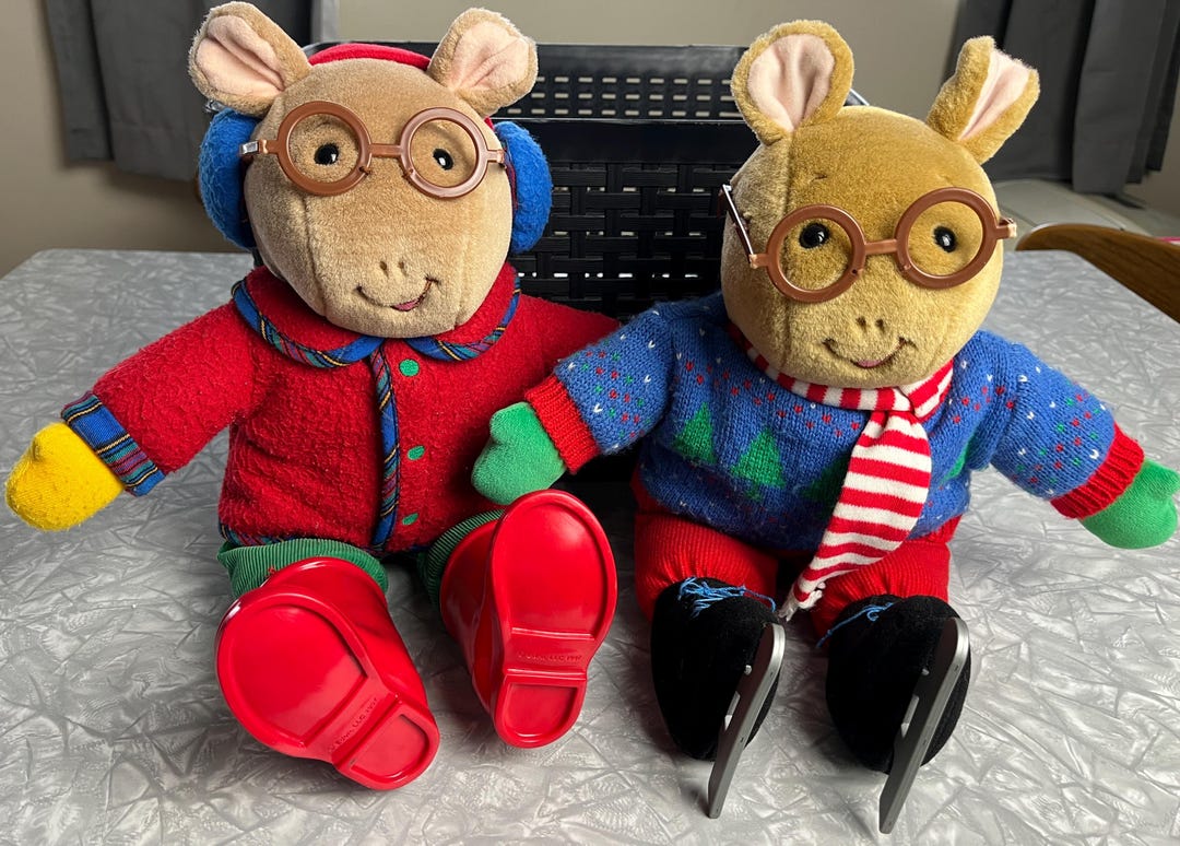 Lot of 2 90s Arthur the Aardvark Winter Themed Stuffed Animal Plush by ...